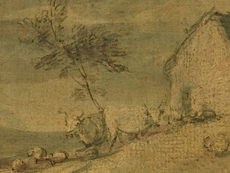 Vintage Farm Scene, PRINTABLE Artwork, British Landscape, 1700s Drawing ...