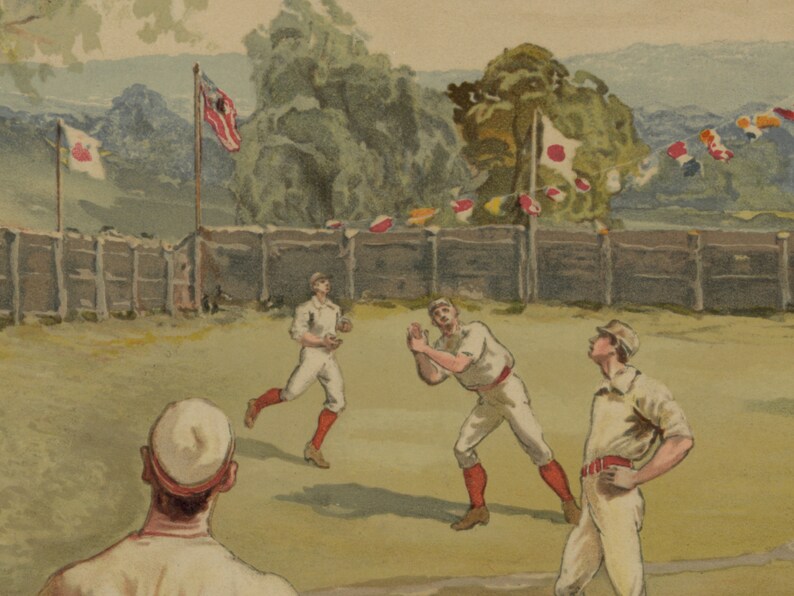 Vintage Baseball Art PRINTABLE Art Sports Painting Man - Etsy