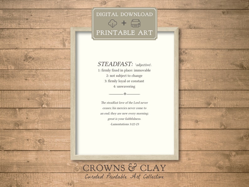 Steadfast Definition PRINTABLE ARTWORK Christian Wall Art - Etsy