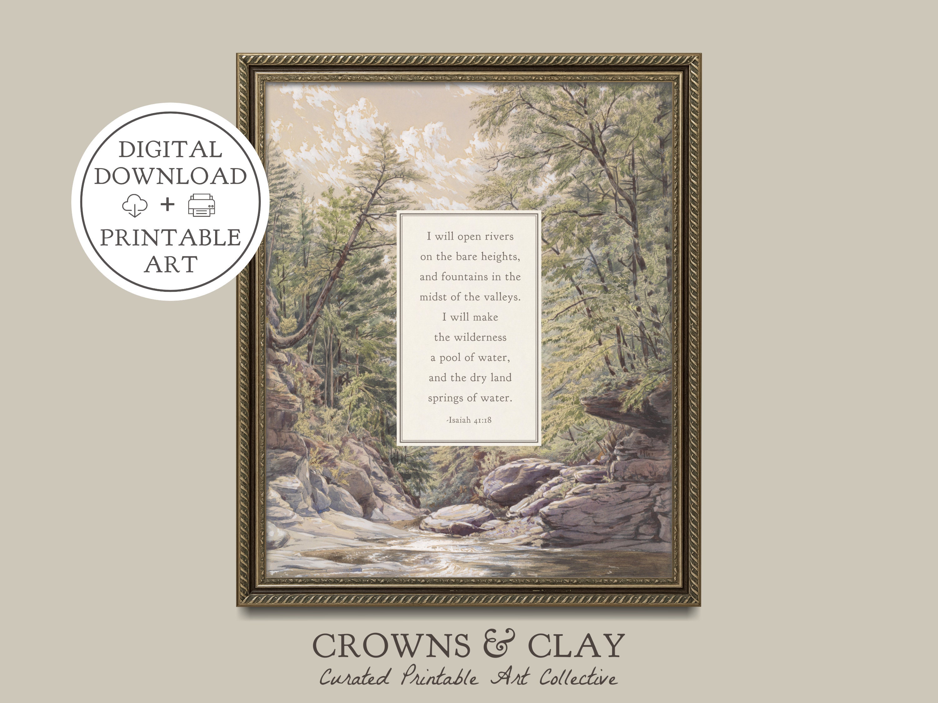 Vintage Landscape Bible Verse PRINTABLE Artwork American - Etsy