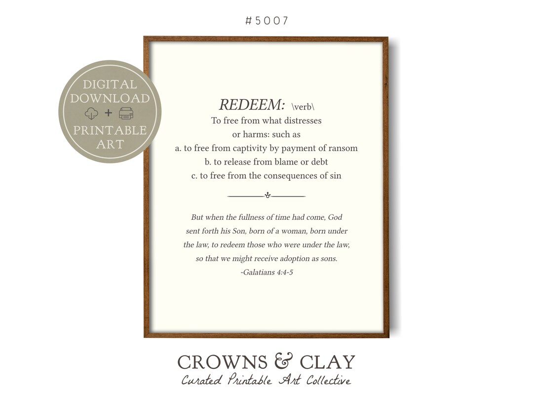 Redeem Definition, Galatians 4 5 Print, Christian Wall Art, Bible Verse ...