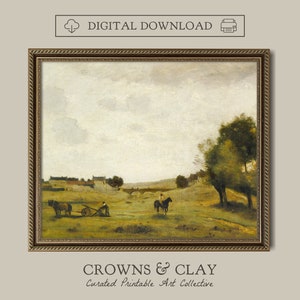 Vintage Farm Scene, PRINTABLE Artwork, French Landscape, Village ...