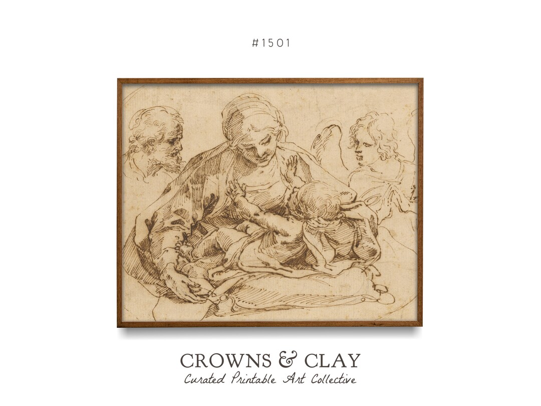 Nativity Sketch Printable Artwork, Holy Family Drawing, Vintage ...