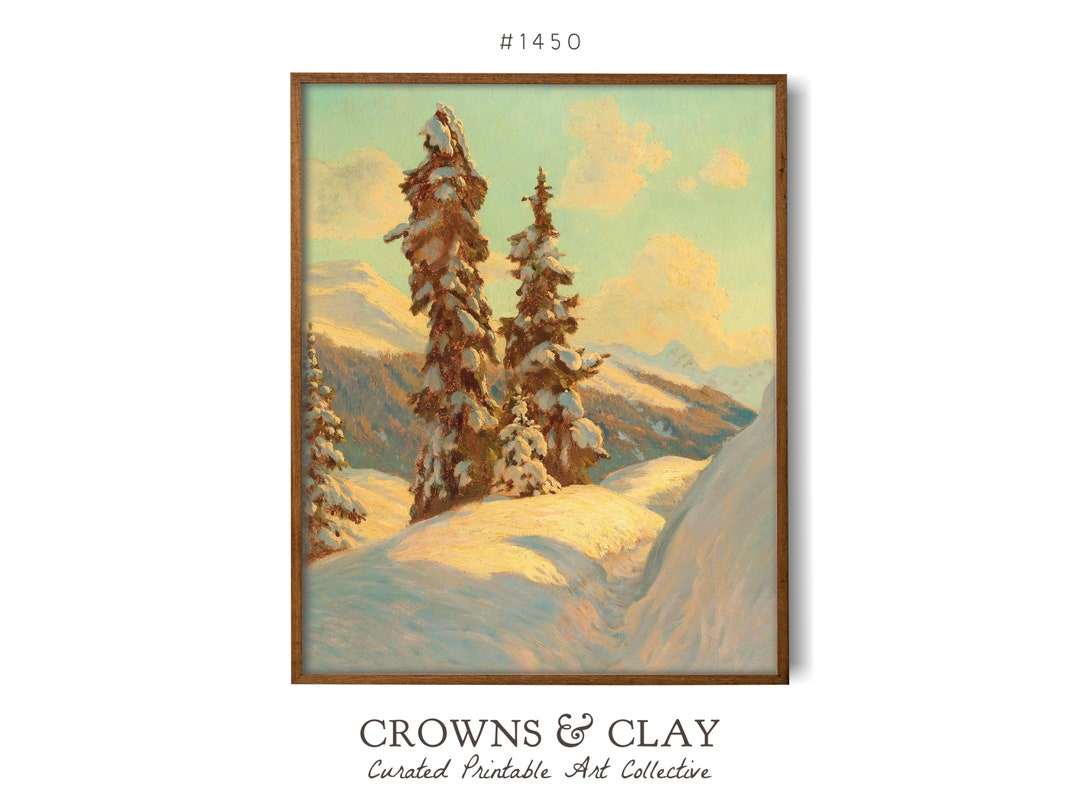 Winter Snow Scene Printable Artwork, Snowy Landscape, DIY Holiday Art ...