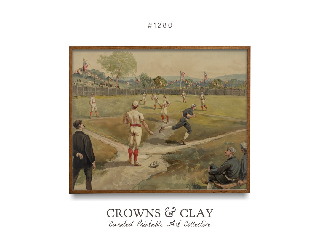 Vintage Baseball Art, PRINTABLE Art, Sports Painting, Man Cave, Sports ...