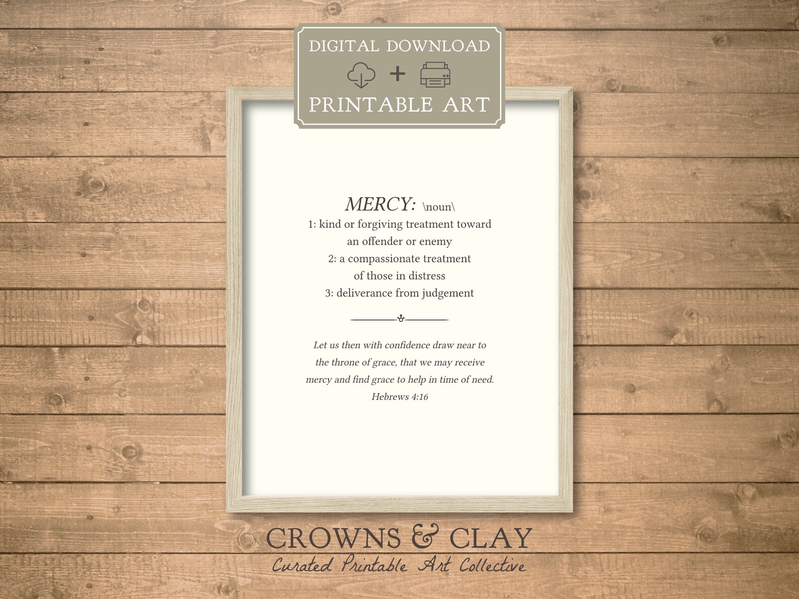 Mercy Definition, PRINTABLE ARTWORK, Christian Wall Art, Bible Verse ...