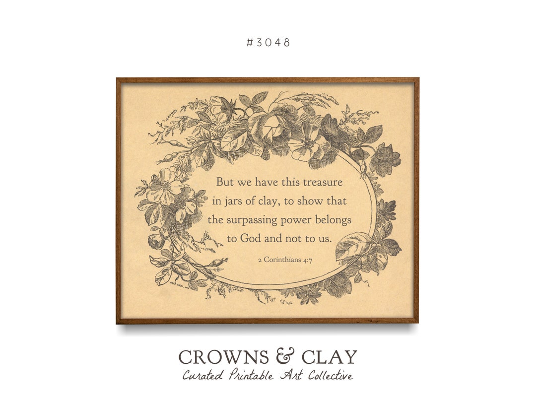 Bible Verse Floral Sketch Printable Art, Jars of Clay Scripture Print ...