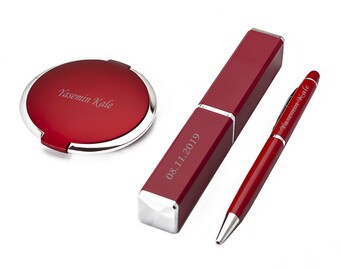 Personalized Pen Set Black / Custom Engraved Name - Etsy