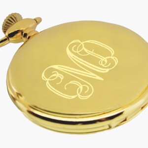 Custom Pocket Watch Bright Gold / Personalized Monograme Engraved - Etsy