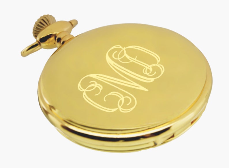 Custom Pocket Watch Bright Gold / Personalized Monograme - Etsy
