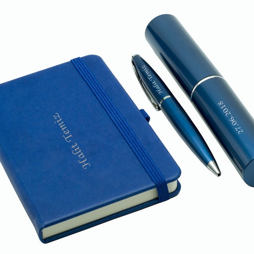 Custom Notebook and Box Pen Set Red / Personalized Name - Etsy