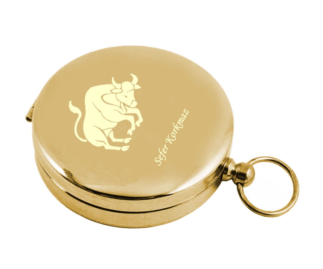 Personalized Brass Compass Zodiac Sign - Camping Survival Outdoor ...