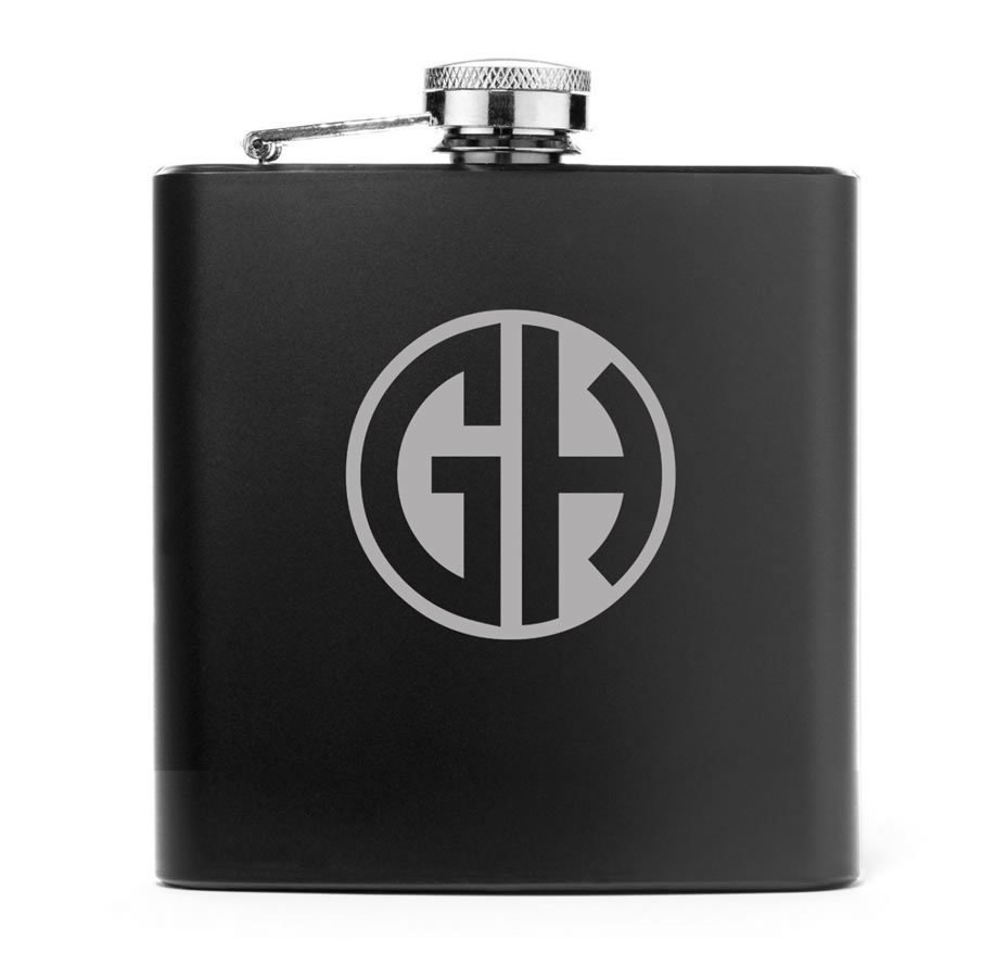 Personalized Flask 2 Letter Monograme Black Stainless Steel / Custom ...