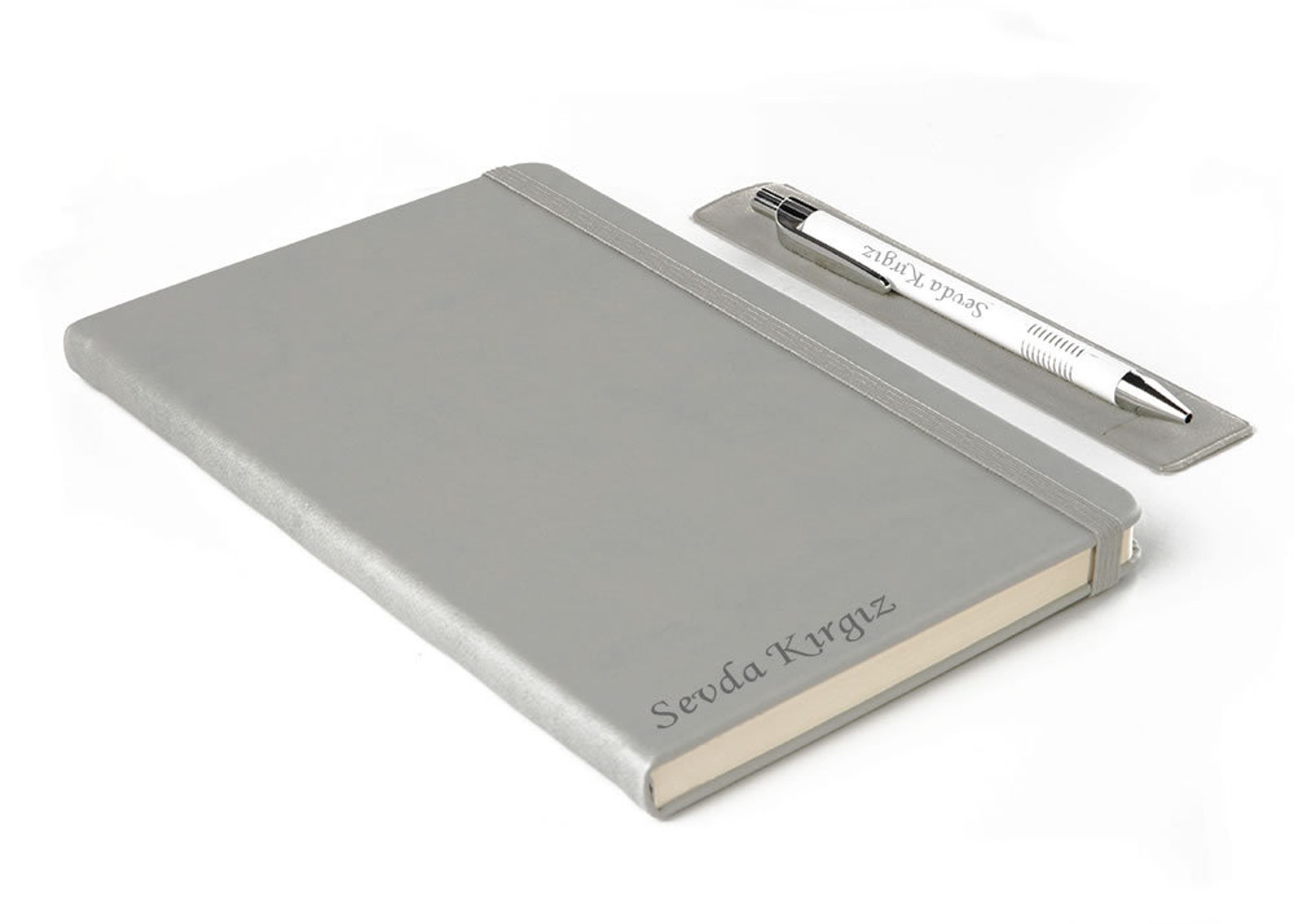 Custom Notebook and Pen Set Gray / Personalized Name | Etsy