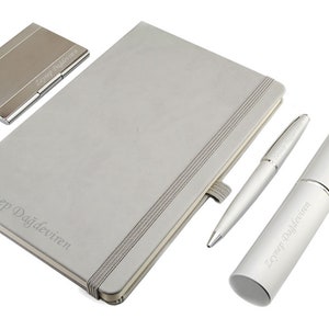 Custom Notebook, Bussiness Card Holder and Box Pen Set / Personalized ...