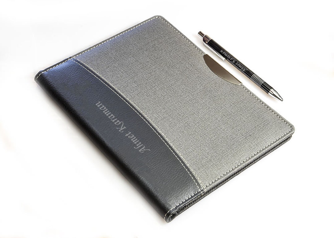 Personalized Black Blocknote and Pen Set / Custom Name Engraved - Etsy