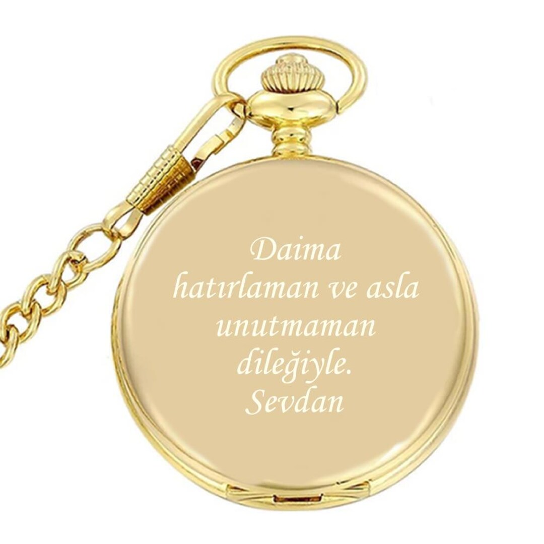 Custom Pocket Watch Bright Gold / Personalized Engraved Message - Etsy