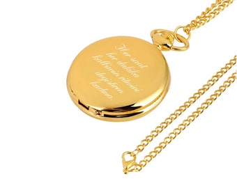 Custom Pocket Watch Gold Color Personalized Engraved Message | Etsy