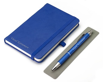 Custom Notebook and Pen Set Blue / Personalized Name | Etsy