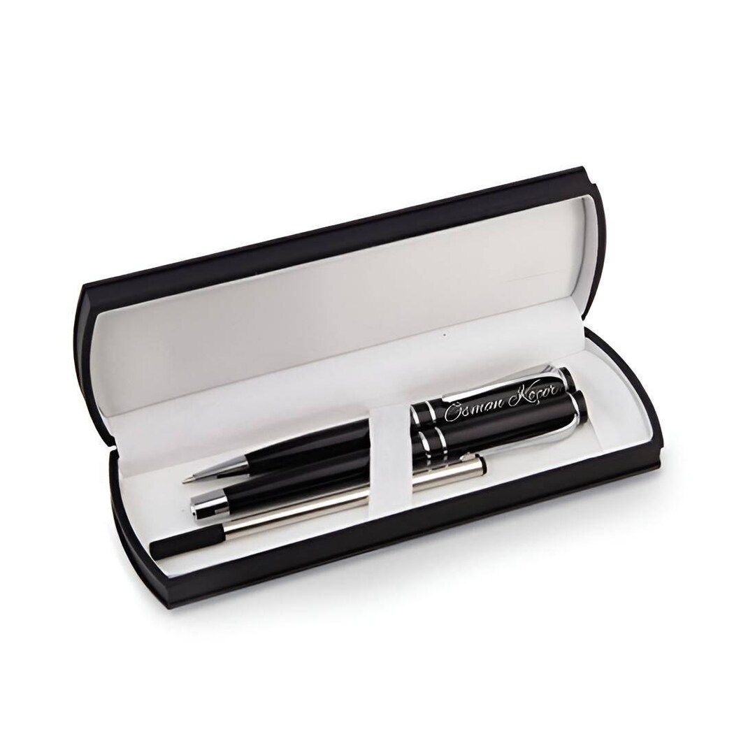 Personalized Pen Set Black / Custom Engraved Name - Etsy