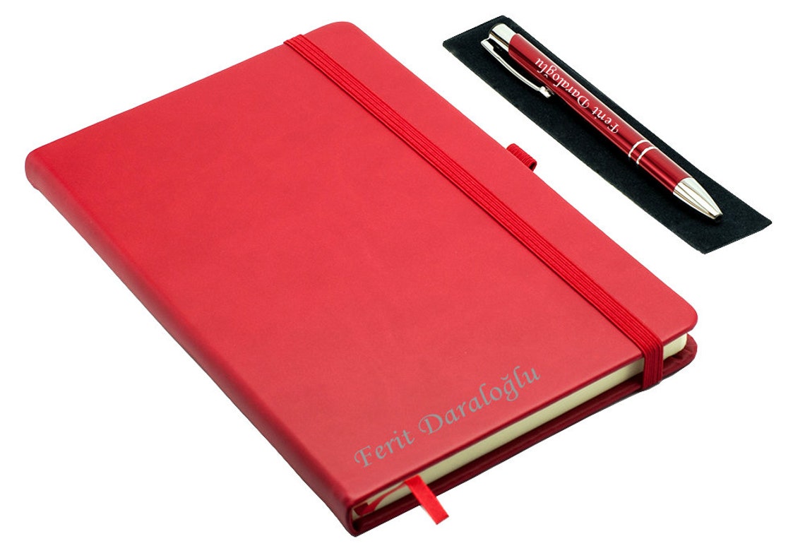 Custom Notebook and Pen Set - Red / Personalized Name Engraved - Etsy