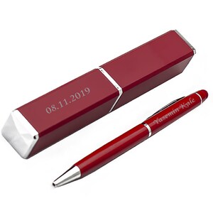 Custom Notebook and Box Pen Set - Red / Personalized Name Engraved - Etsy