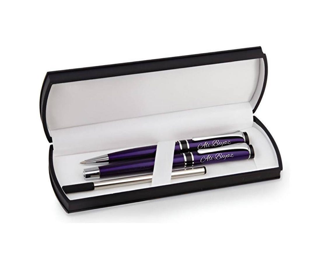 Personalized Pen Set Blue / Custom Engraved Name - Etsy