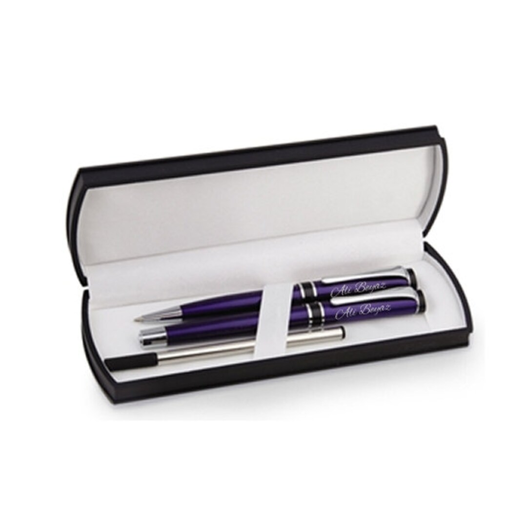 Personalized Pen Set Blue / Custom Engraved Name - Etsy