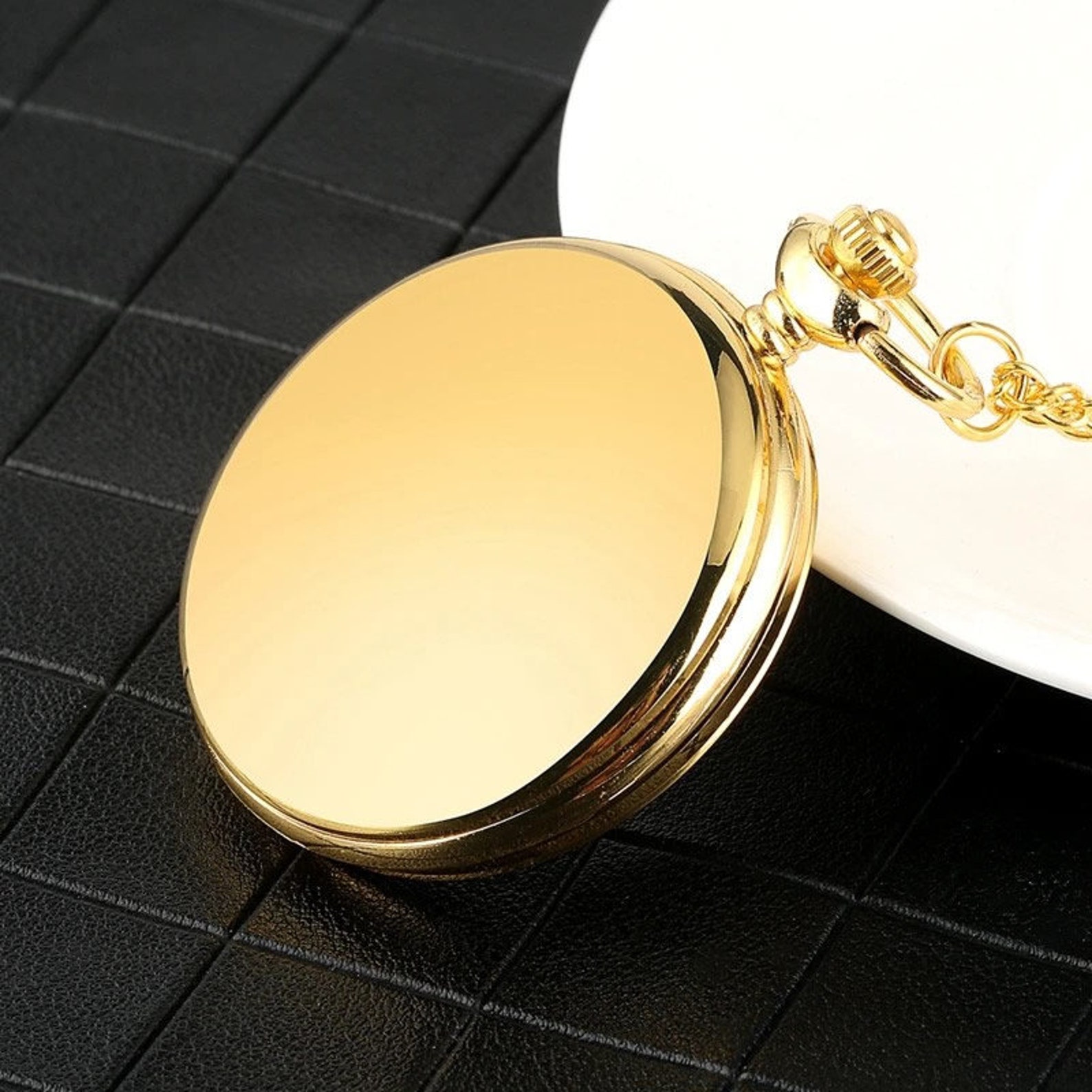 Custom Pocket Watch Gold Color Personalized Engraved Message | Etsy