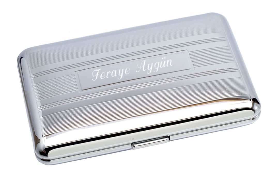 Cigarette Case Personalized Chrome Stainless Steel / Custom Engraved ...