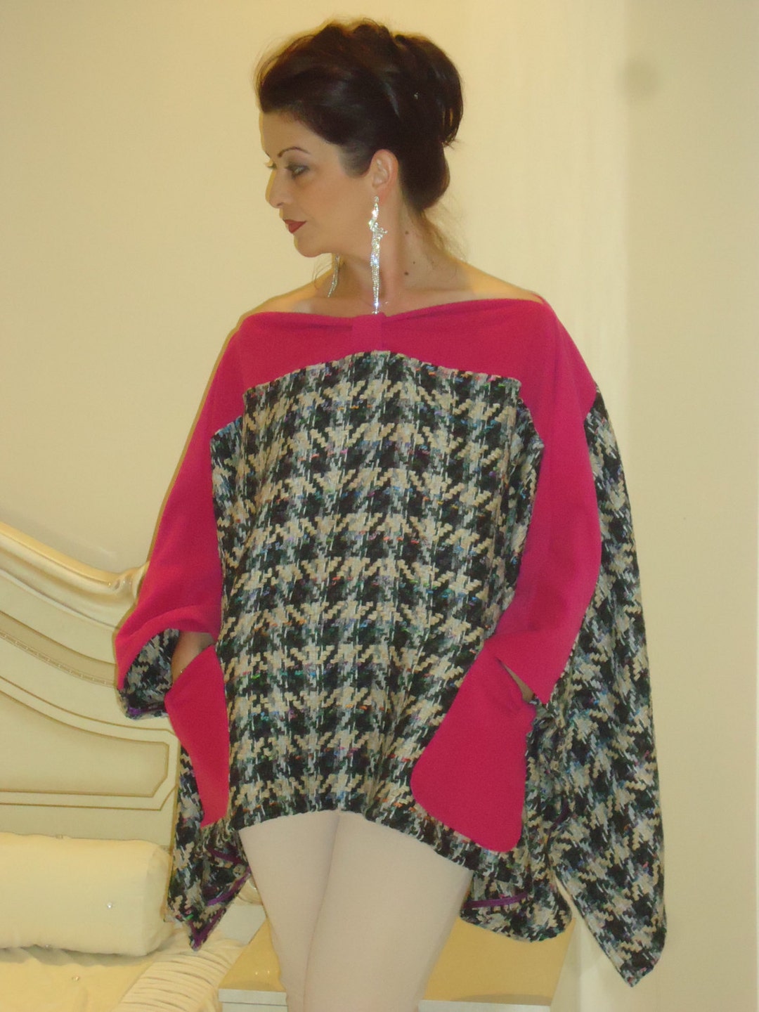 Shepherd's Plaid Cape Cloak/party Cape/boho Cape/unique Cape Cloak ...