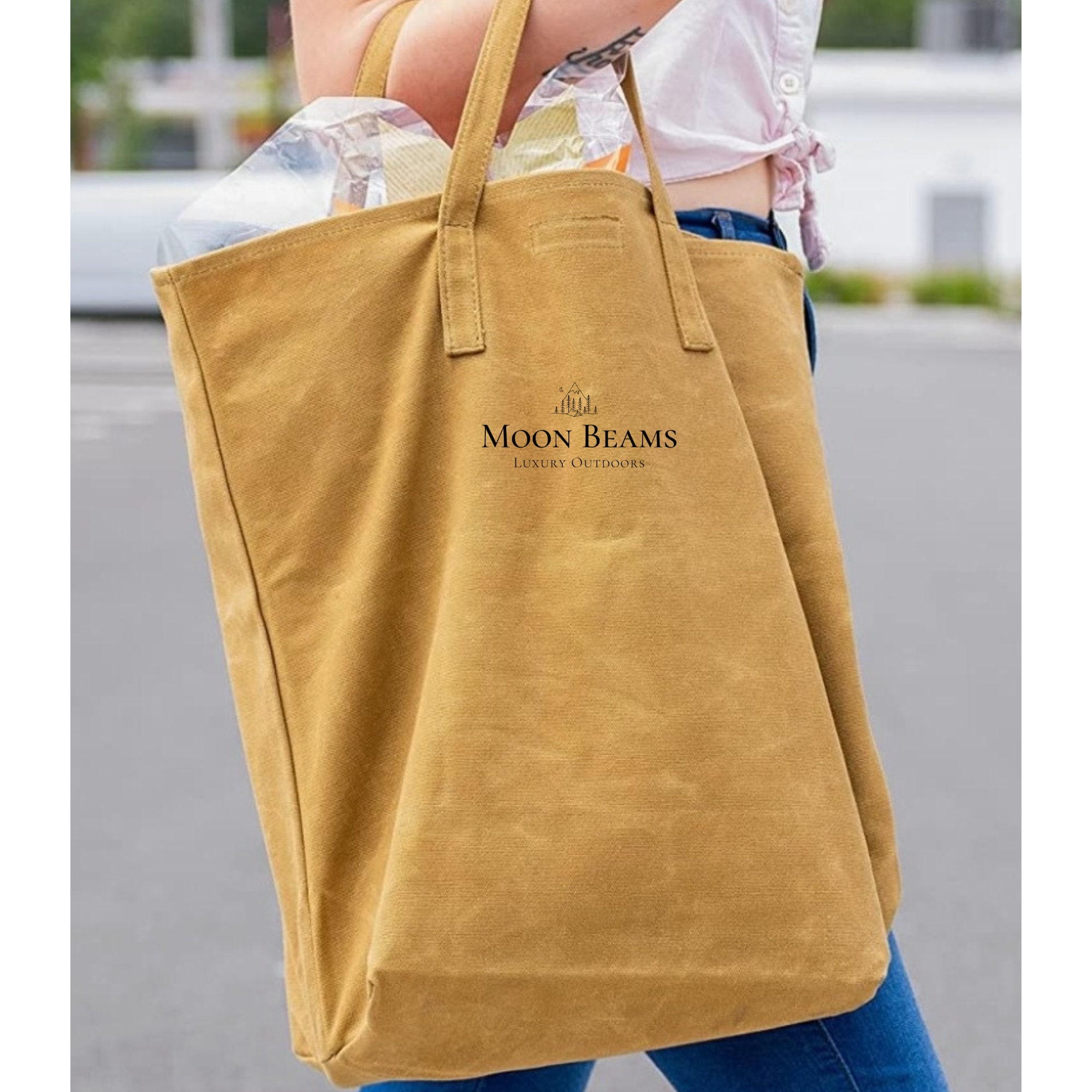 Reusable Market Bag, Waxed Canvas Tote, Over the Shoulder Grocery Bag ...