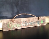 Items similar to Gone Camping reclaimed pallet wood sign with rope ...