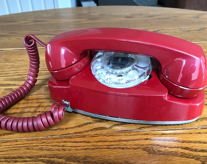 Vintage Rotary Phone, Red Western Electric Princess Rotary Desk Phone ...