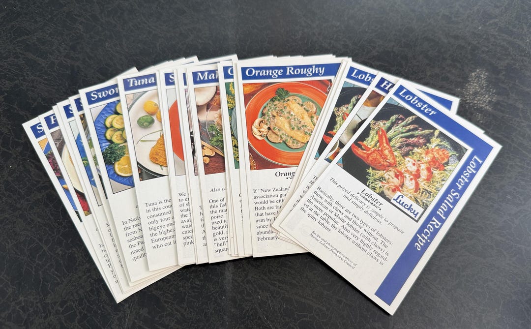 Vintage Seafood Recipe Cards 3x5, Lucky Supermarket - Etsy