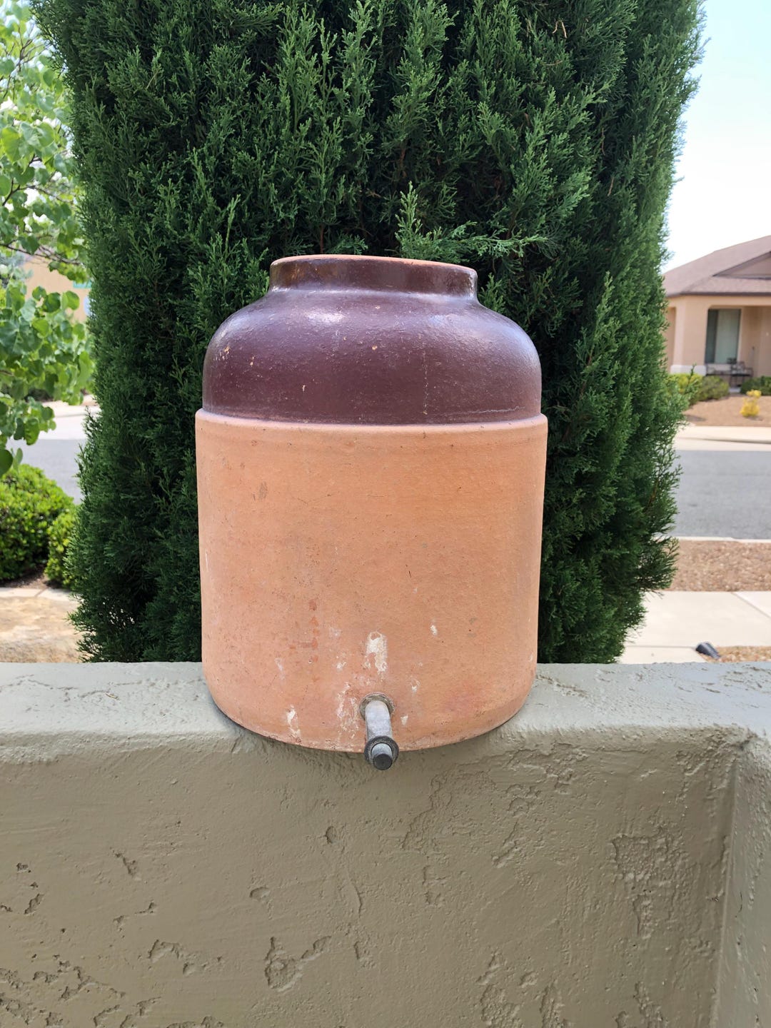 Large Vintage Arrowhead Water Crock With Spigot, Antique Stoneware ...