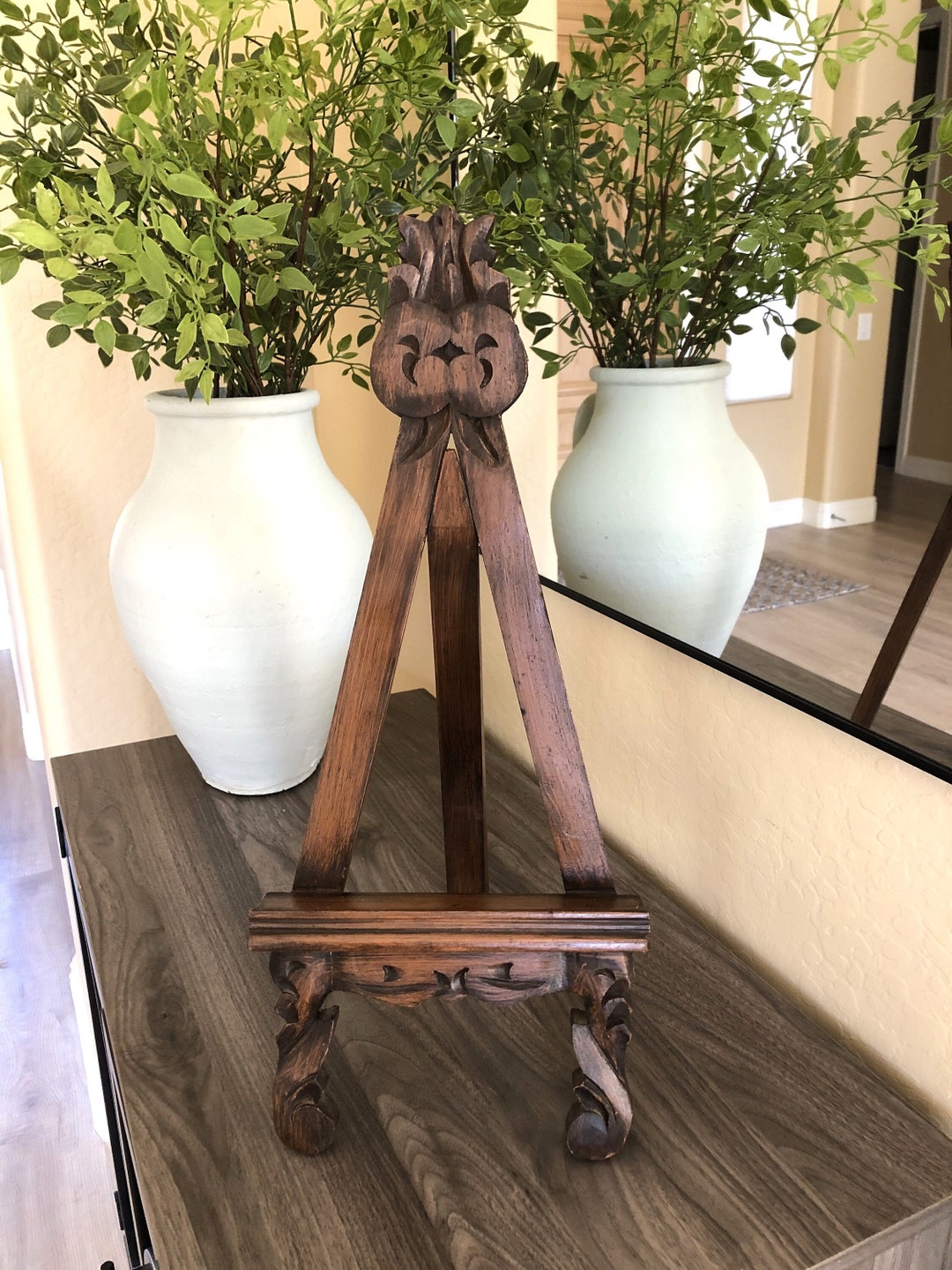 LARGE Vintage Tabletop Wood Easel, Decorative Table Easel for Wedding ...