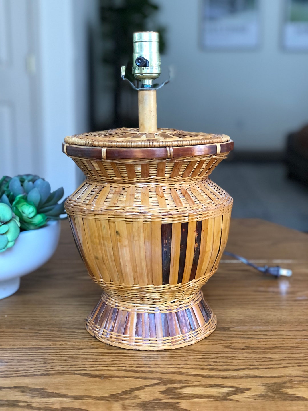 Vintage Rattan Bamboo Table Lamp Light, Bamboo Lamp Base - Etsy