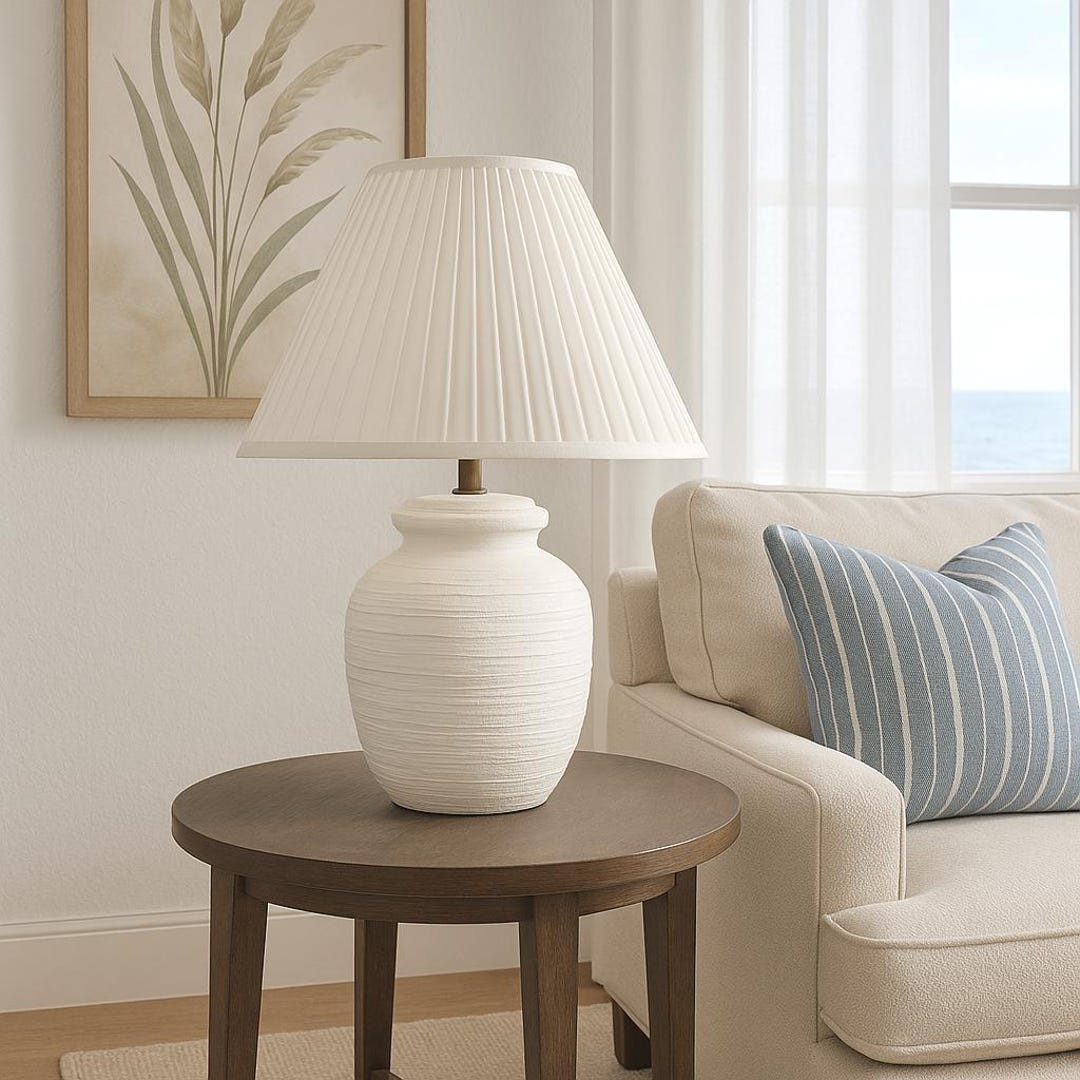 Postmodern White Plaster Ball Table Lamp by Alsy, Vintage Stoneware ...