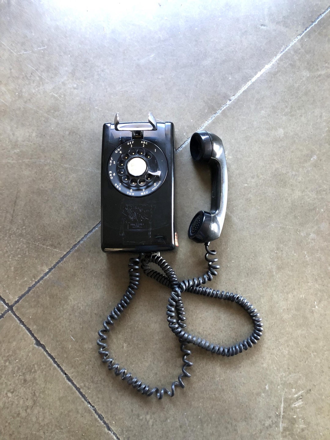 Vintage Black Rotary Wall Phone, Old Bell Systems Collectible Dial ...