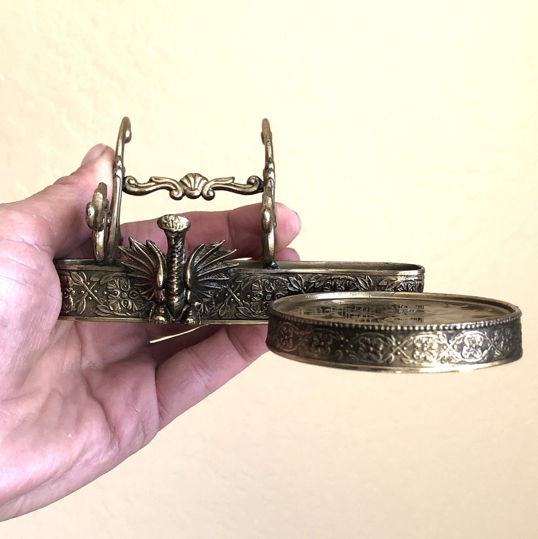 Vintage Brass Tea Cup Display Stand, Asian Dragon Tea Cup and Saucer ...