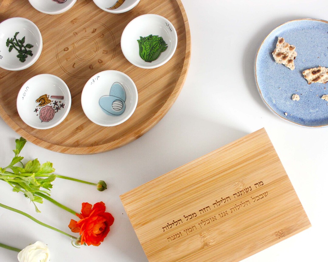 Set of Matza Box and Seder Plate | Modern Seder Table Decoration ...