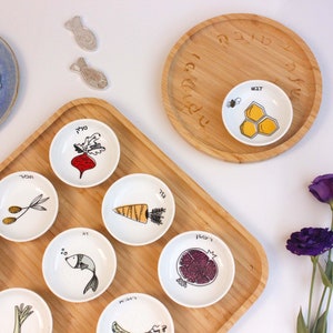 Modern Rosh Hashana Seder Plate Rosh Hashana Set in Wood and - Etsy