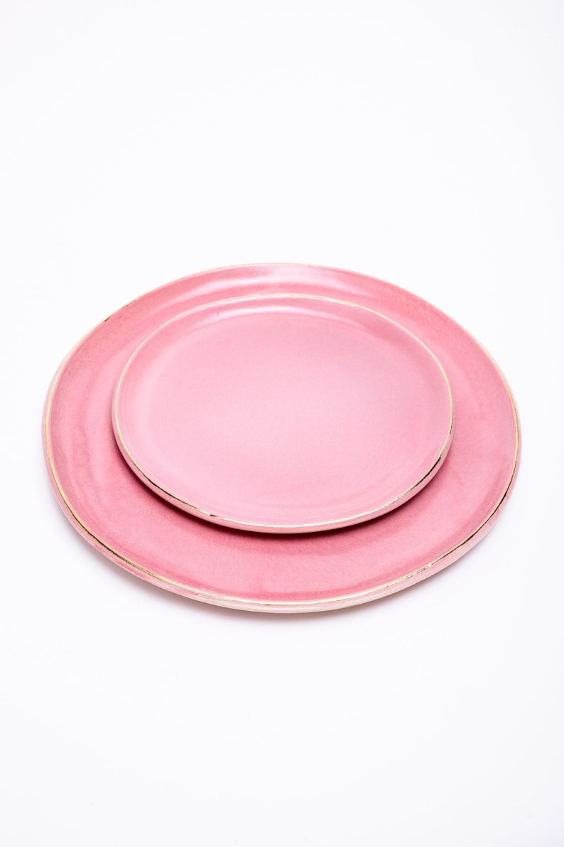 Pink Plates Dinnerware Set Ceramic Plate New Home Kitchen | Etsy