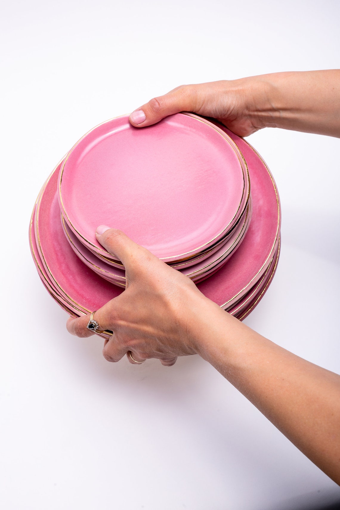 Pink Plates Dinnerware Set Ceramic Plate New Home Kitchen | Etsy