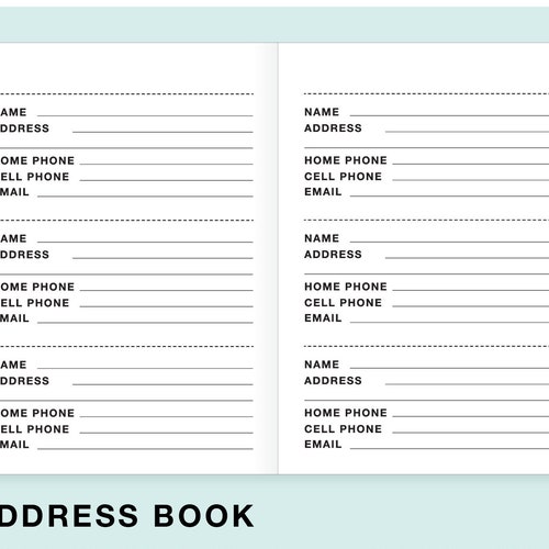 ADDRESS BOOK Insert to Fit Midori Traveler's Notebook - Etsy