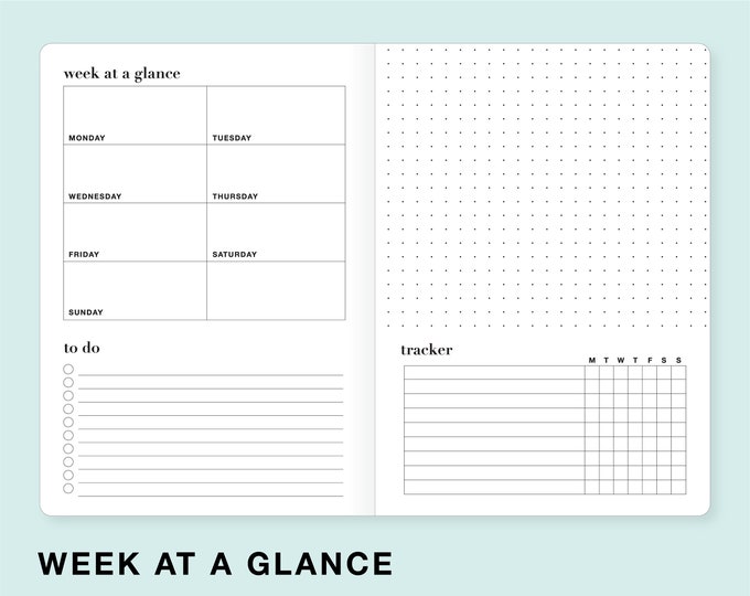 WEEK at a GLANCE Traveler's Notebook Insert Choose From | Etsy