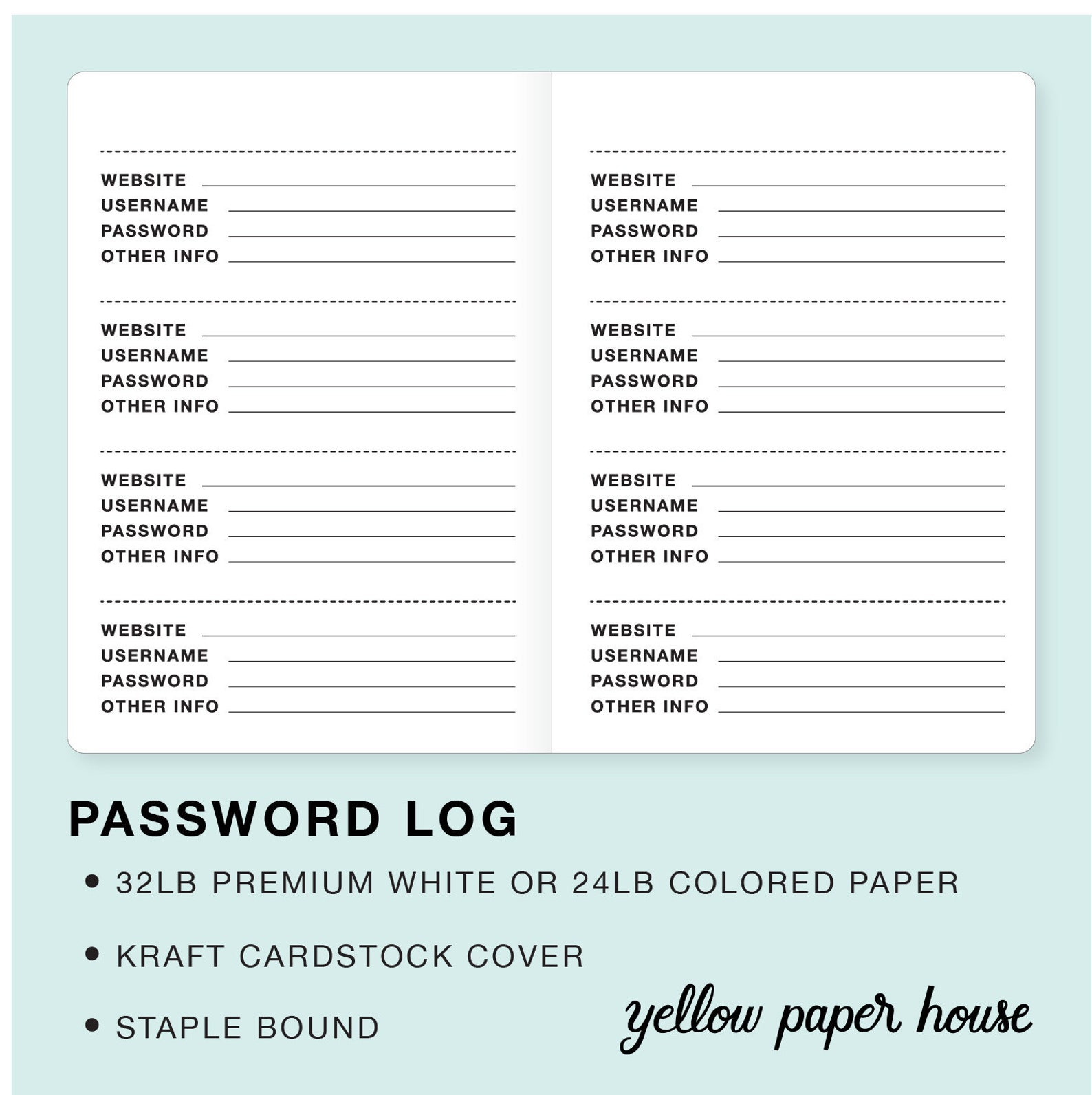 PASSWORD LOG Traveler's Notebook Insert Choose From 23 - Etsy Australia