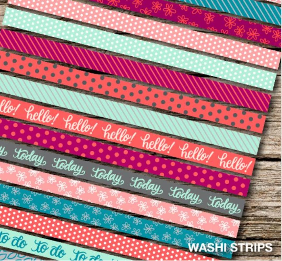Printable Washi Tape Strips - Planners, Filofax, Scrapbooking, Instant ...