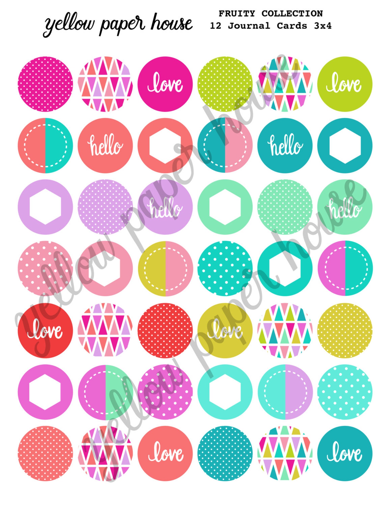 Printable 1 Inch Circles - Fruity Collection - Instant Download ...